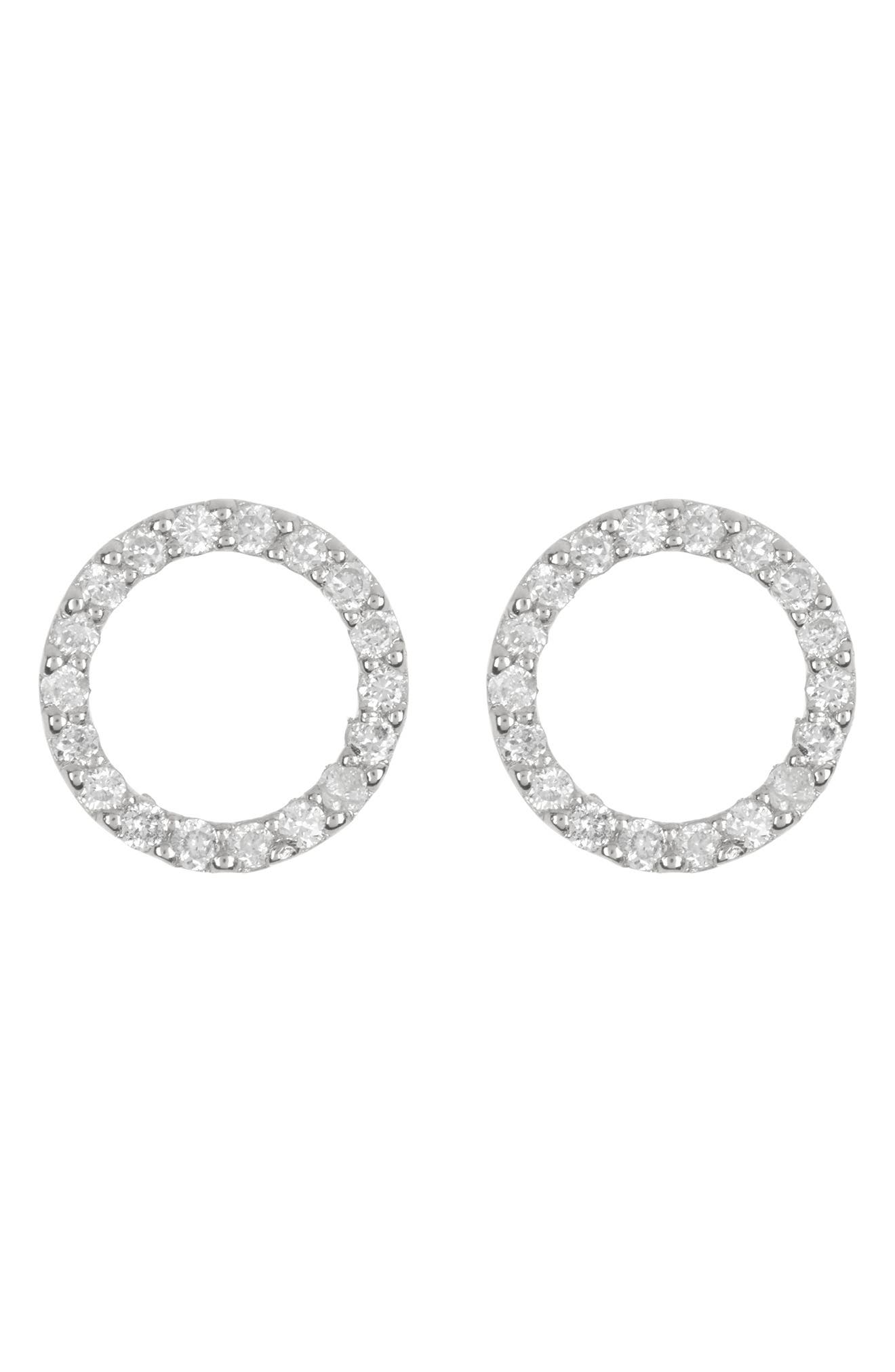 Bony Levy 18K Gold Diamond Mini Open Circle Stud Earrings - 0.14ct ...
