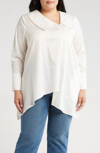 HARSHMAN Dorette Asymmetric Collar Cotton Tunic | Nordstrom