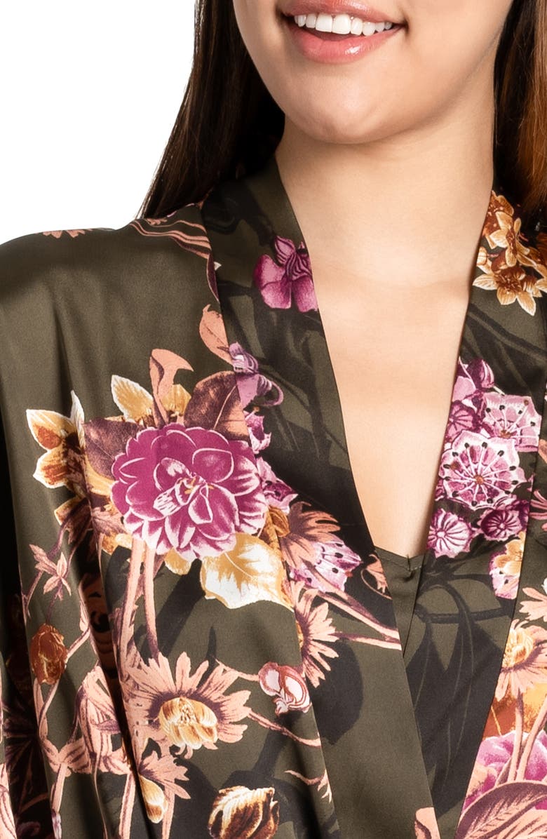 Midnight Bakery Floral Print Satin Robe | Nordstrom