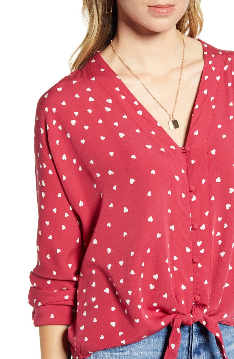 Rails Sloane Long Sleeve Tie Front Blouse | Nordstromrack