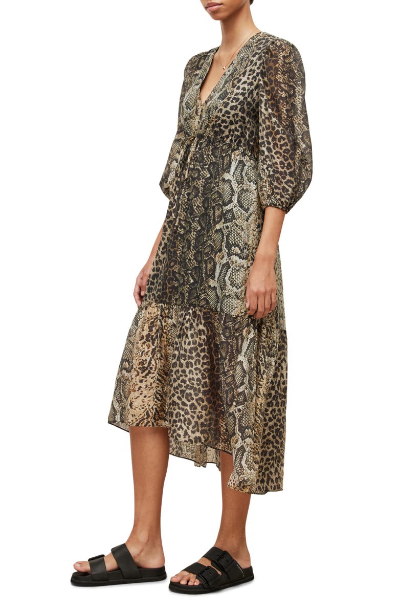 AllSaints Rosia Noche Leopard Snakeskin Print Dress | Nordstromrack