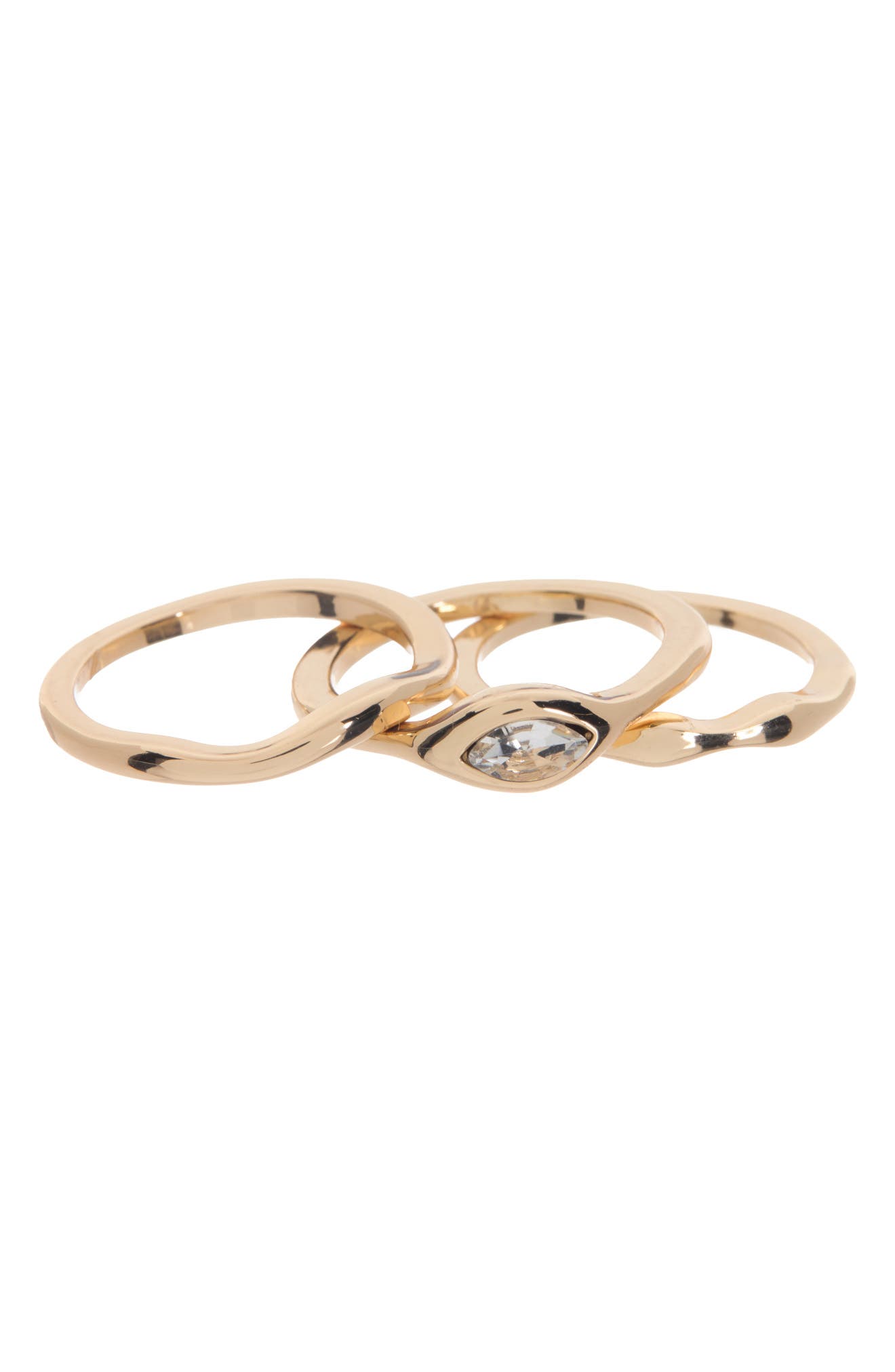 NORDSTROM RACK Gold-Tone 3-Piece Watery & Crystal Ring Set | Nordstromrack