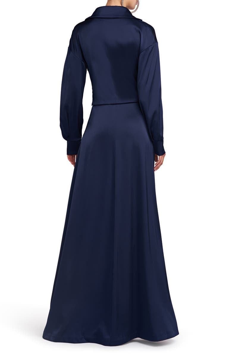 HALSTON Ivon Long Sleeve Satin Charmeuse Gown | Nordstromrack