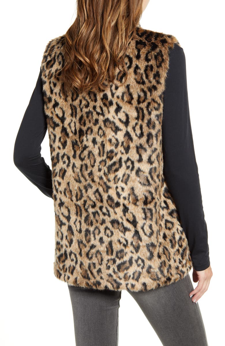 Velvet by Graham & Spencer Leopard Faux Fur Long Vest | Nordstromrack
