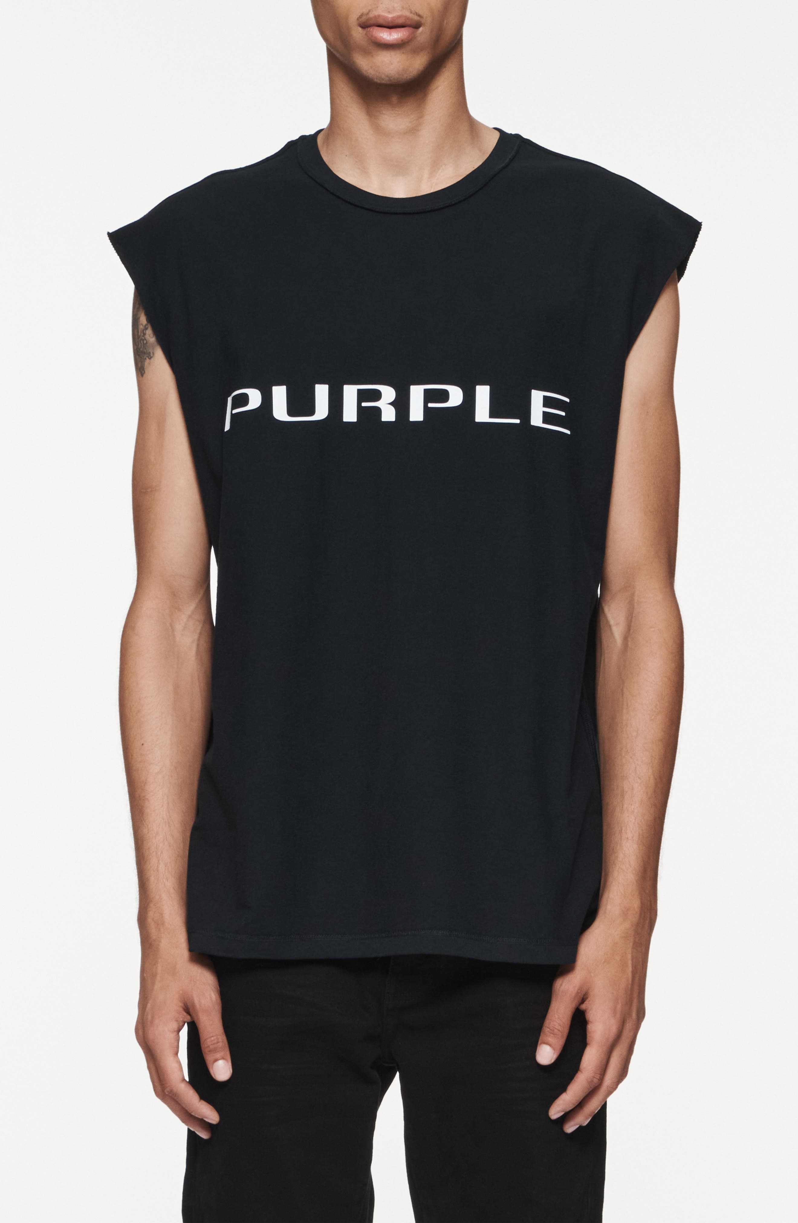 PURPLE BRAND Textured Jersey Graphic Muscle Tee | Nordstromrack