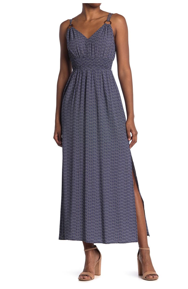 BAILEY BLUE Printed O-Ring Smocked Maxi Dress | Nordstromrack
