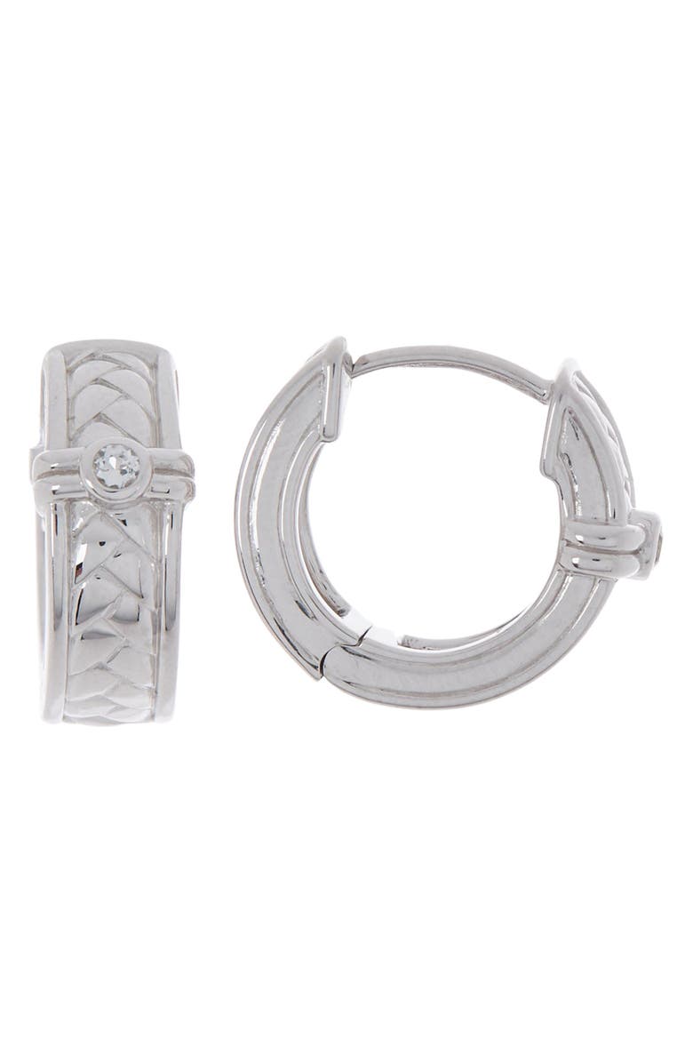 Judith Ripka Sterling Silver White Topaz Cavallo Braided Huggie Hoop ...