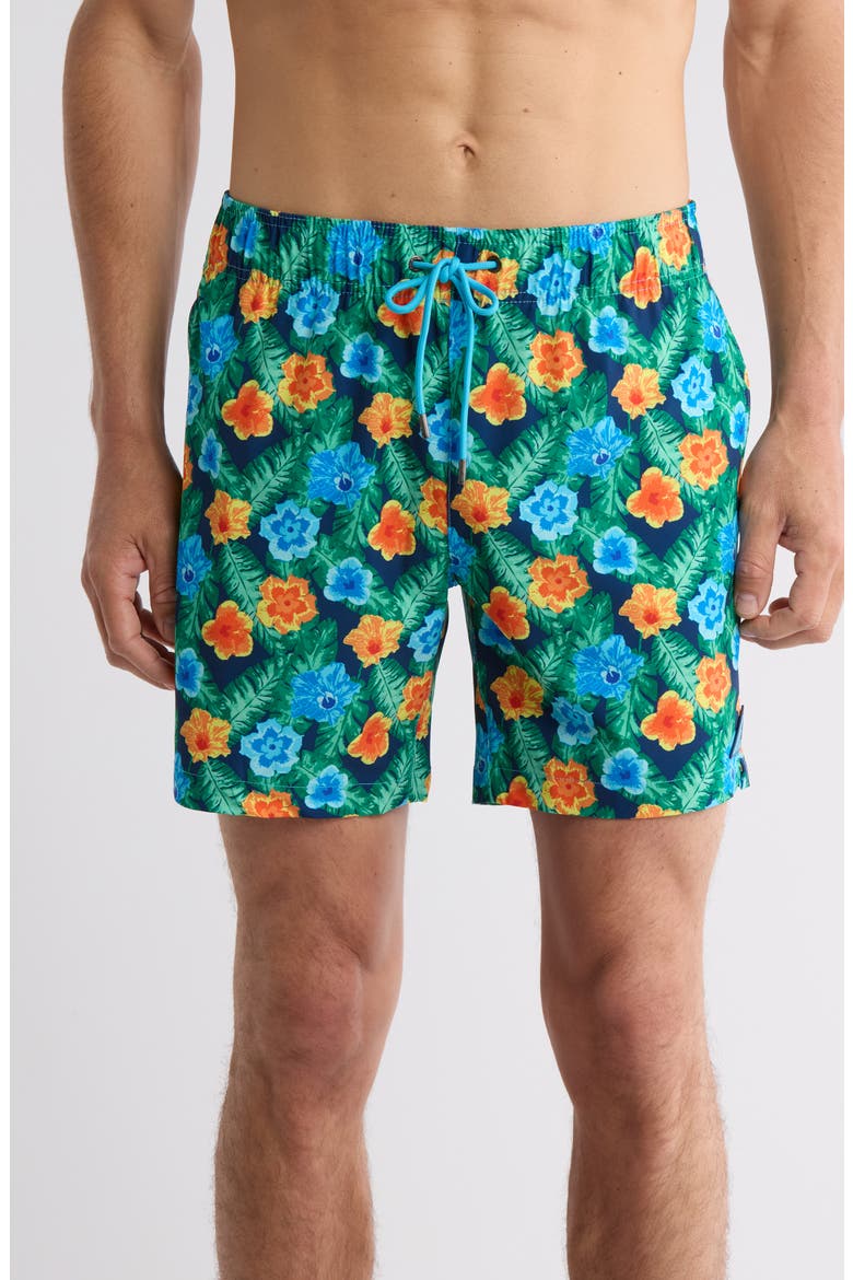 Hibiscus Leaf Print Swim Trunks (Men) | Nordstromrack