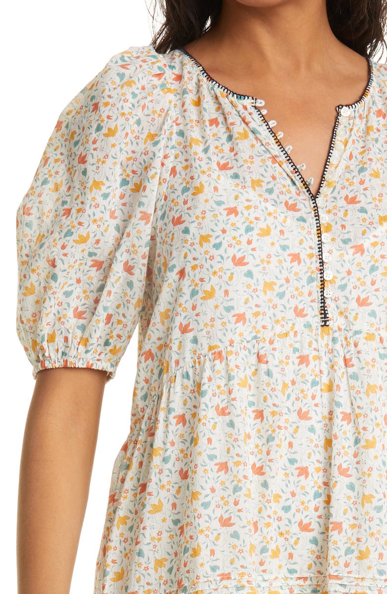 THE GREAT. The Whipstitched Ravine Floral Tiered Midi Dress | Nordstromrack