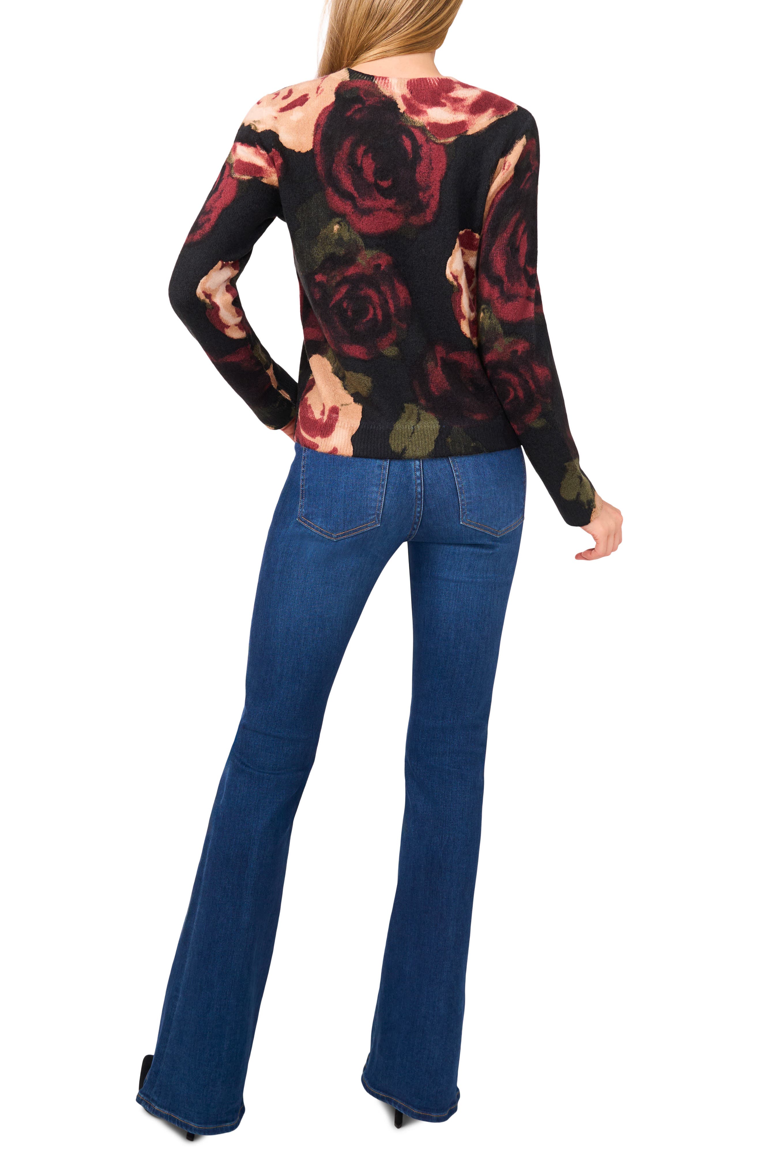 Halogen® Floral Print Crewneck Sweater | Nordstromrack