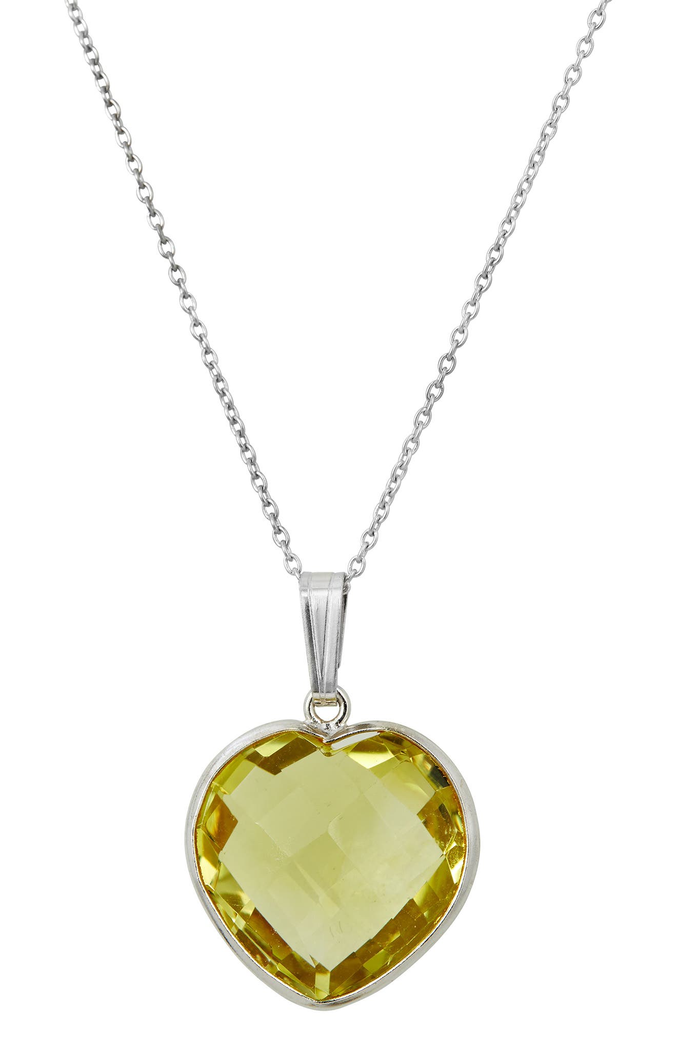 SAVVY CIE JEWELS Sterling Silver Lemon Quartz Heart Pendant Necklace ...