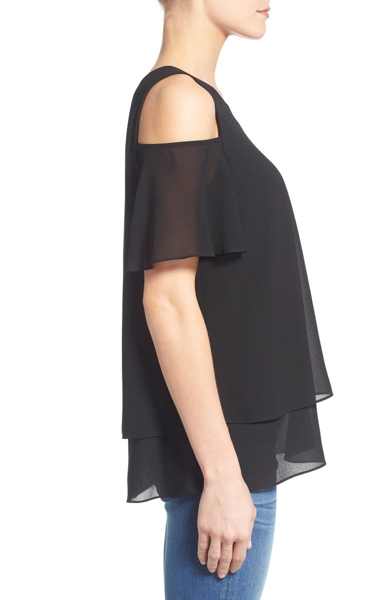 Bobeau Tiered Cold Shoulder Top | Nordstrom