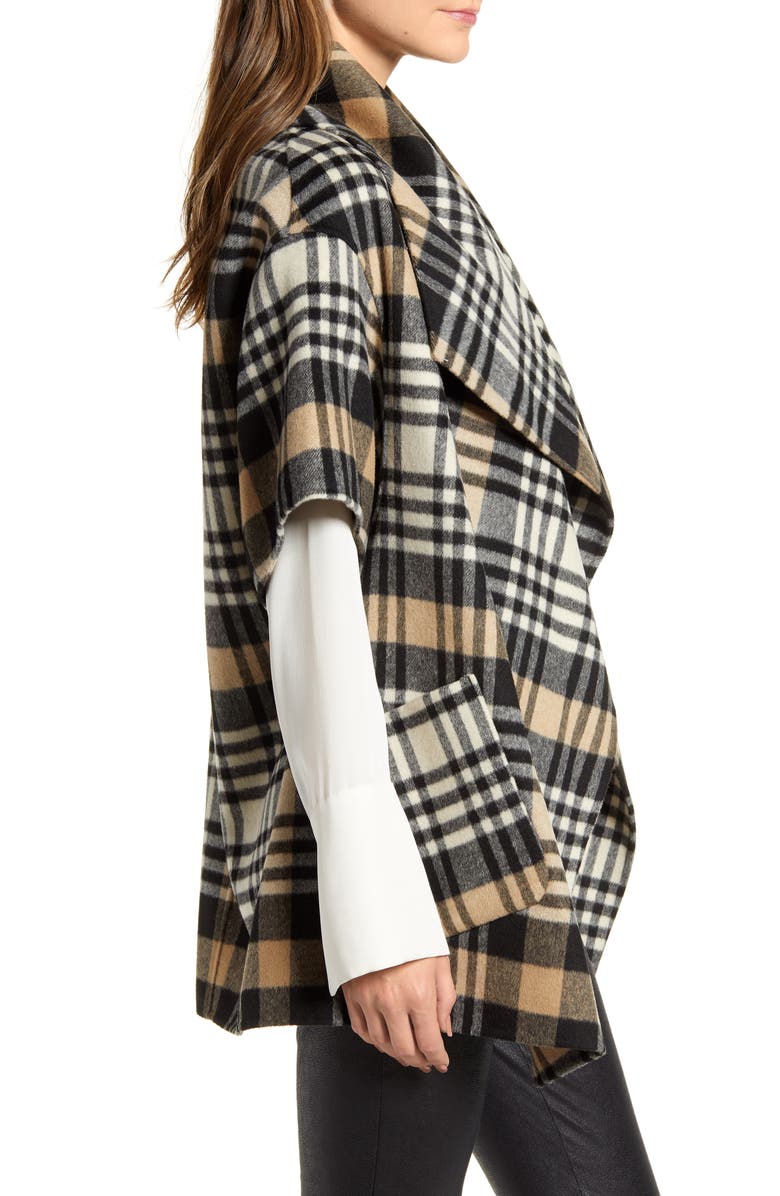 LAMARQUE Penelope Plaid Cascade Wool Blend Cape Coat | Nordstrom