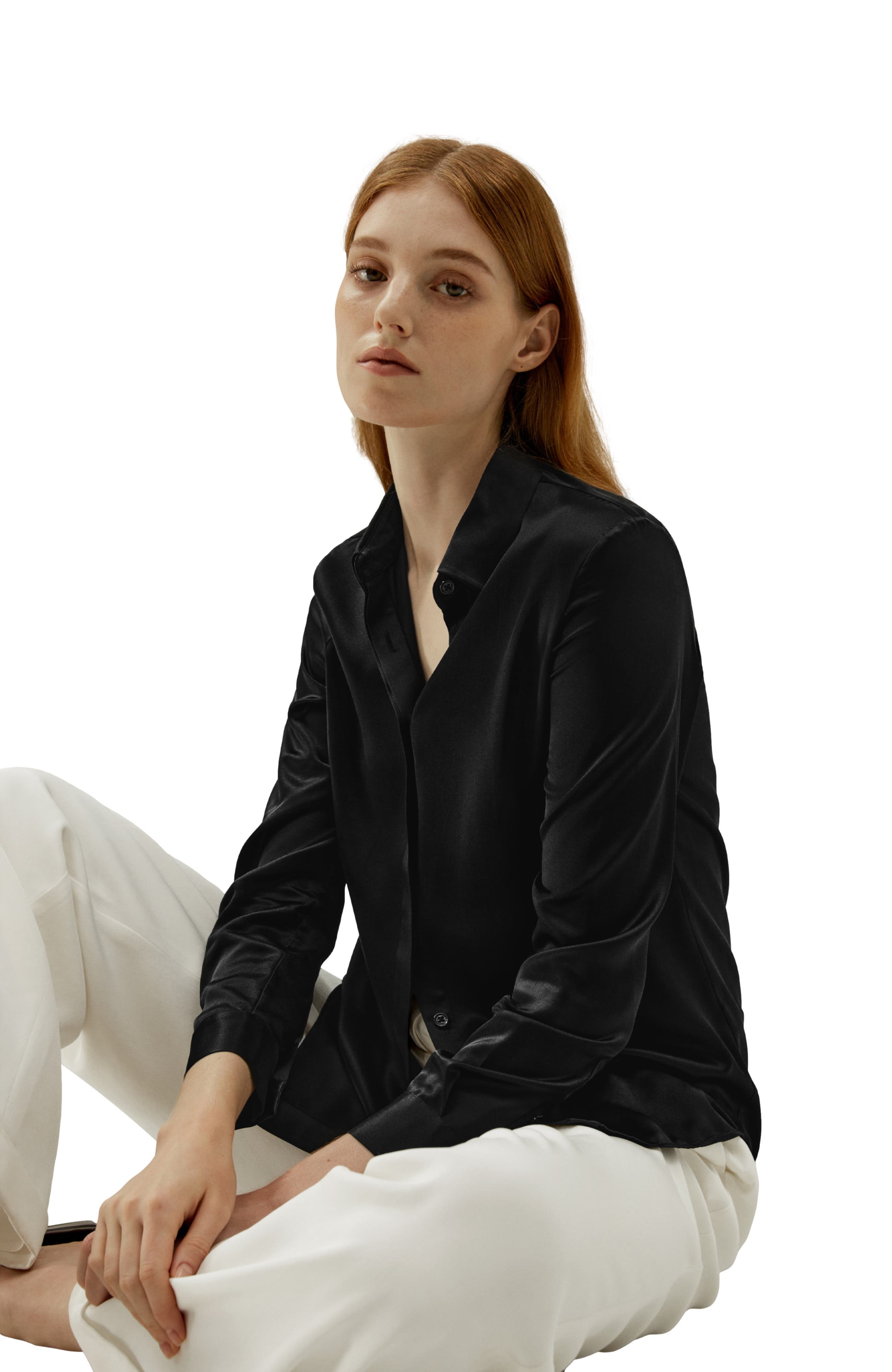 Lilysilk Basic Concealed Placket Silk Shirt | Nordstrom