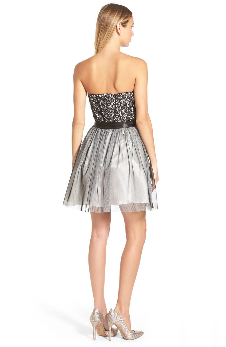 Steppin Out Sequin Lace Strapless Skater Dress | Nordstrom