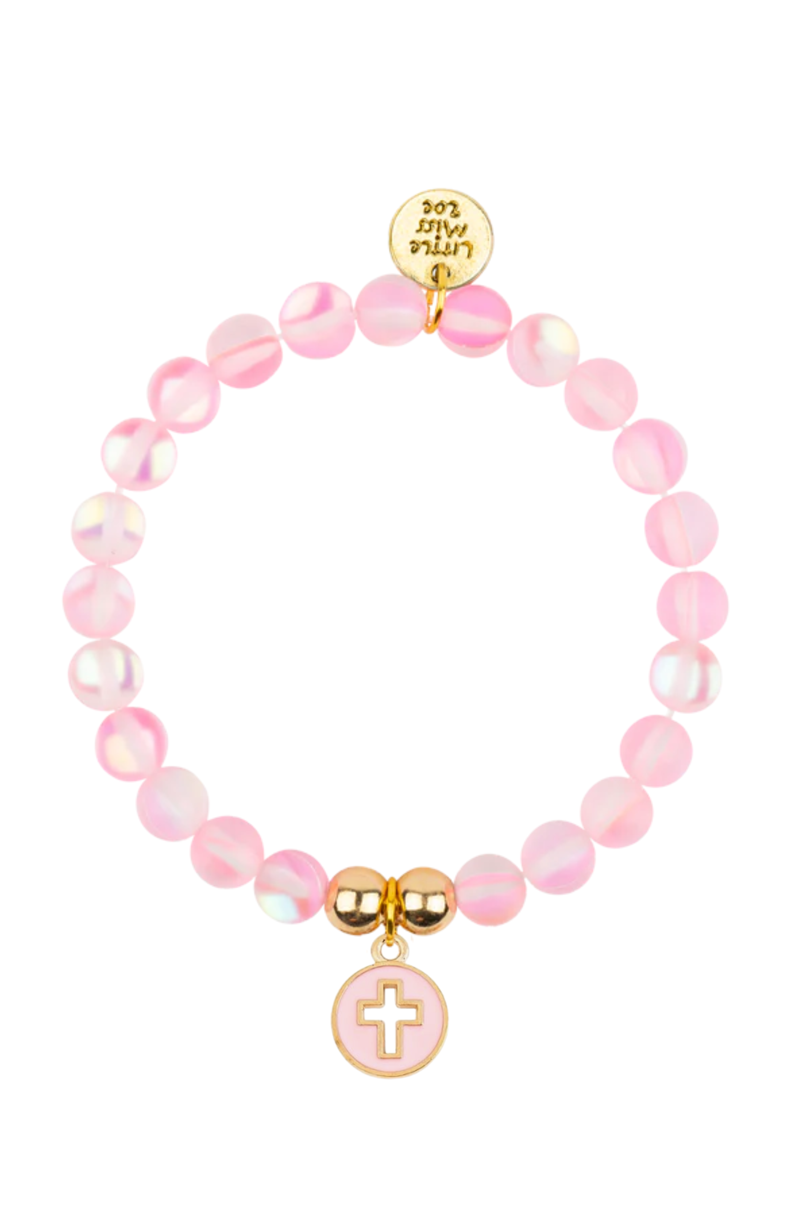 Emma Rae Little Miss Zoe Luminous Glass Moonstone Cross Charm Bracelet ...