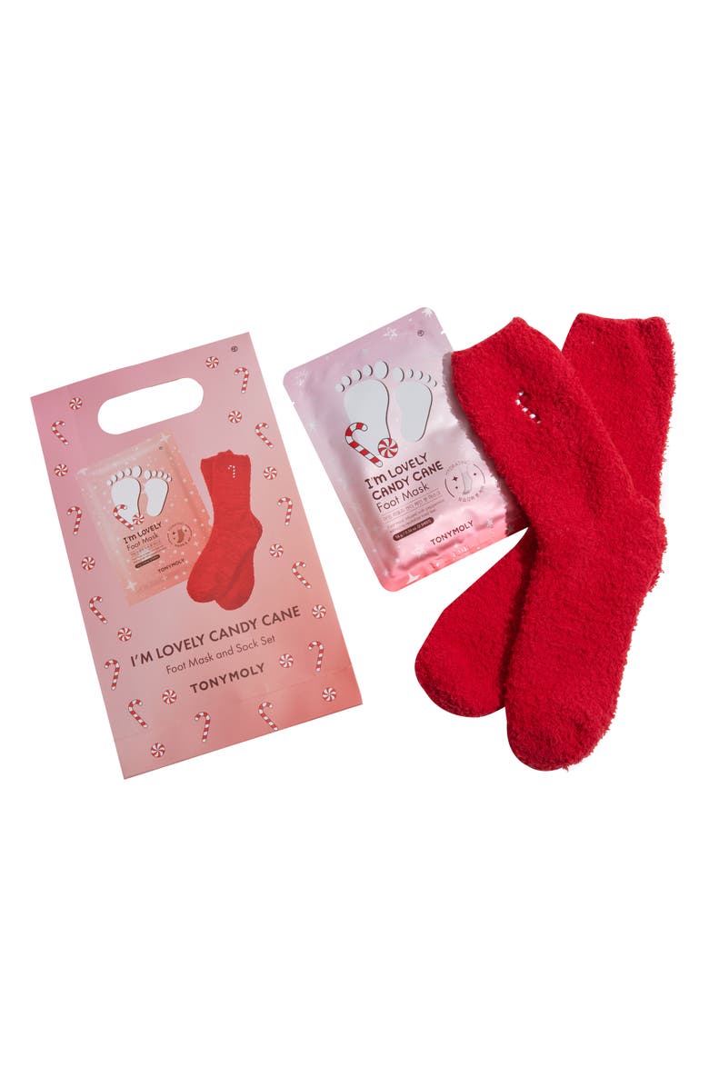 TONYMOLY Holiday I'm Lovely Candy Cane Foot Mask and Sock Set ...
