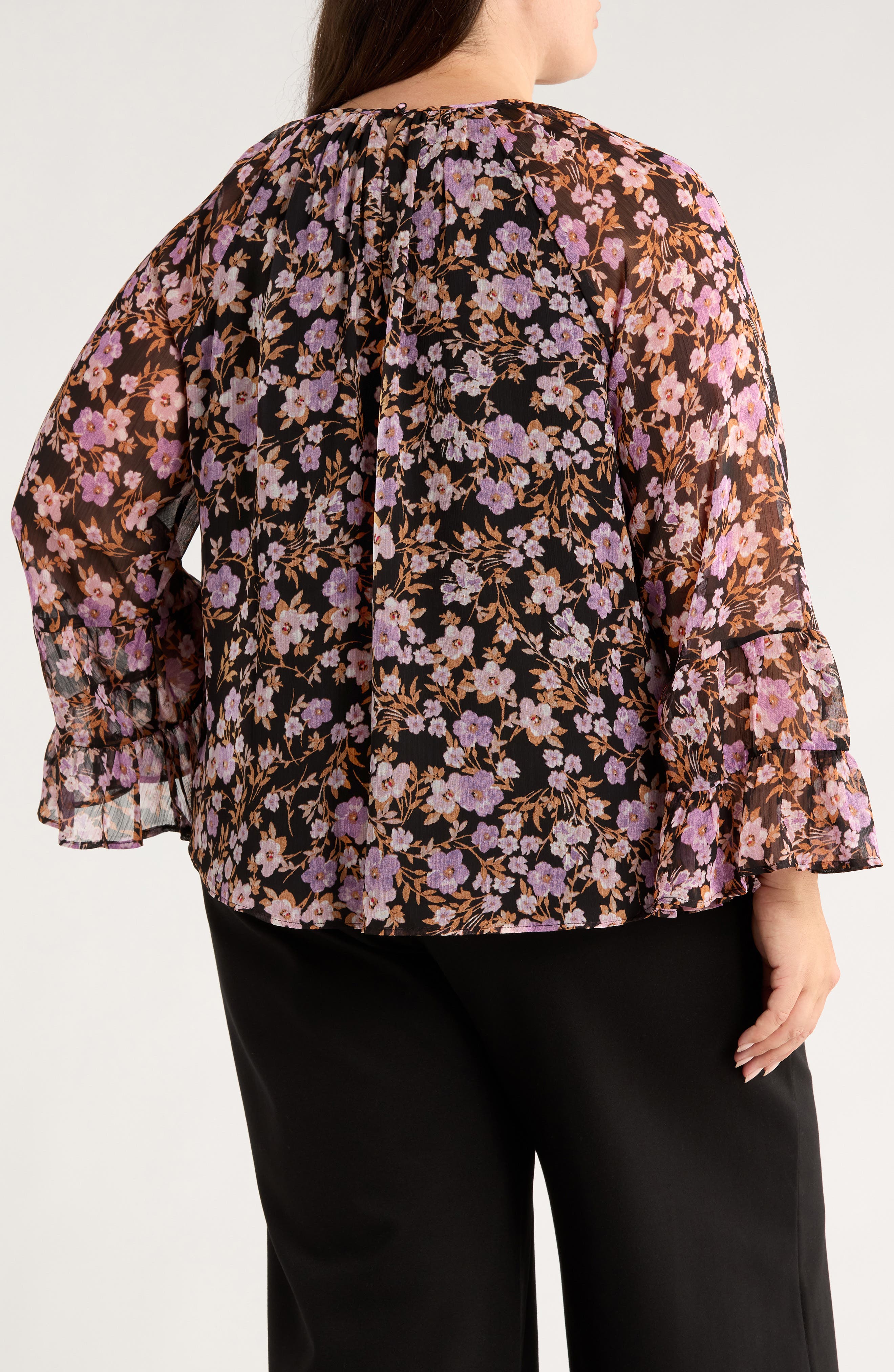 CeCe Keyhole Tiered Long Sleeve Top | Nordstromrack