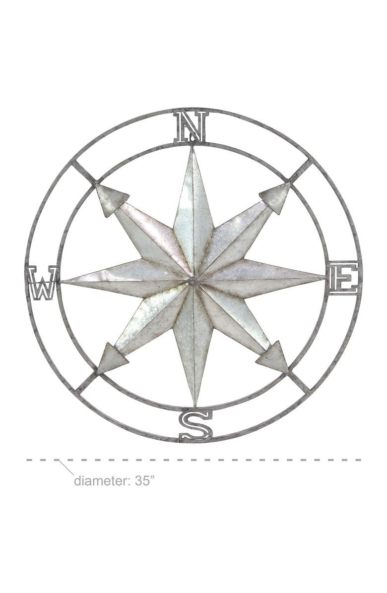 SONOMA SAGE HOME Silvertone Metal Compass Wall Decor with Distressed ...