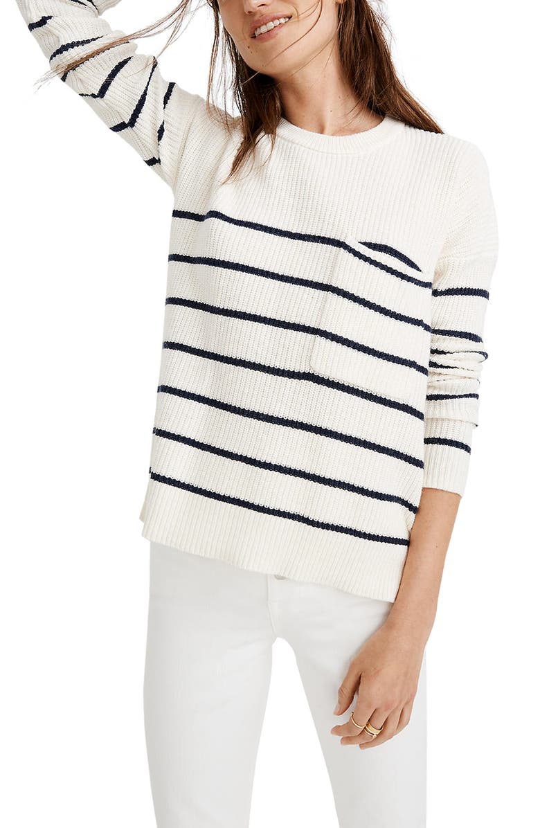 Madewell Thompson Nautical Stripe Pocket Pullover Sweater | Nordstromrack
