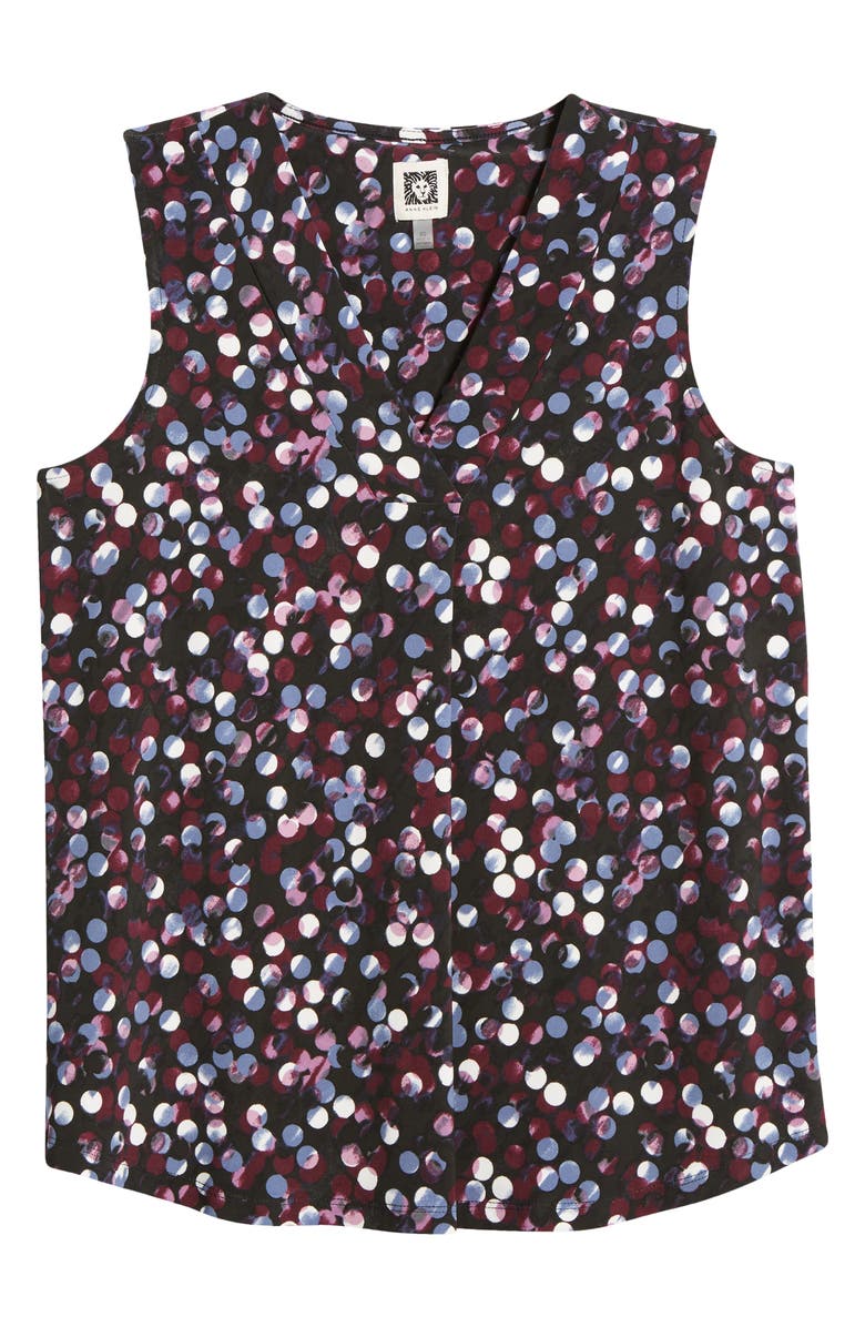 Anne Klein Polka Dot Pleat V-Neck Shell | Nordstromrack