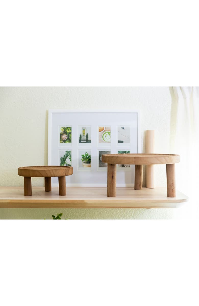FLORA BUNDA Dark Brown 10" & 7" Wood Footed Plant Stand 2-Piece Set ...