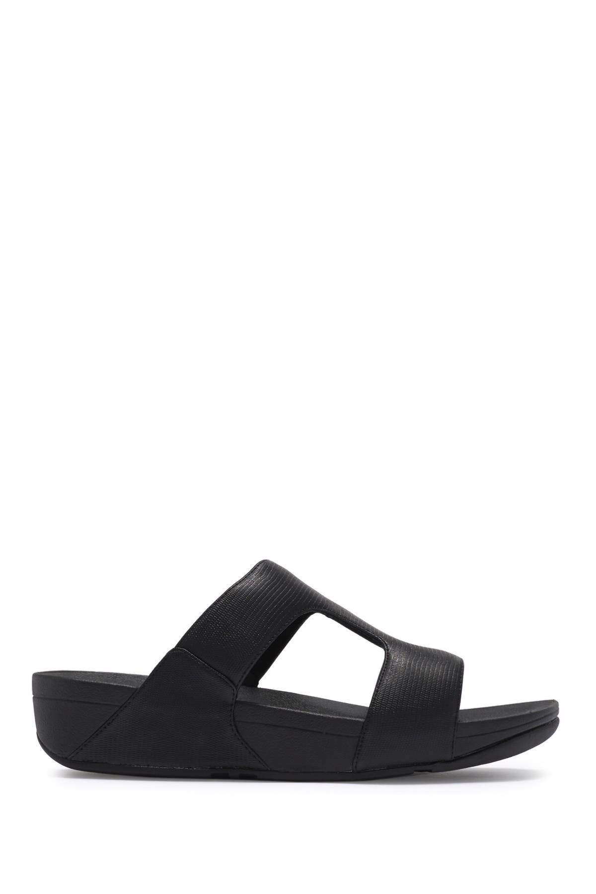 FitFlop H-Bar Shimmer Lizard-Embossed Wedge Sandal | Nordstromrack