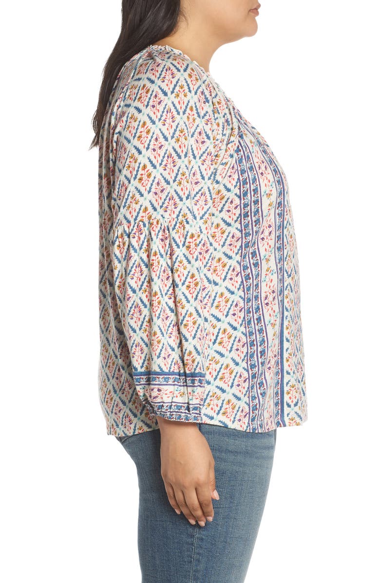 Lucky Brand Shirred Detail Print Blouse | Nordstrom