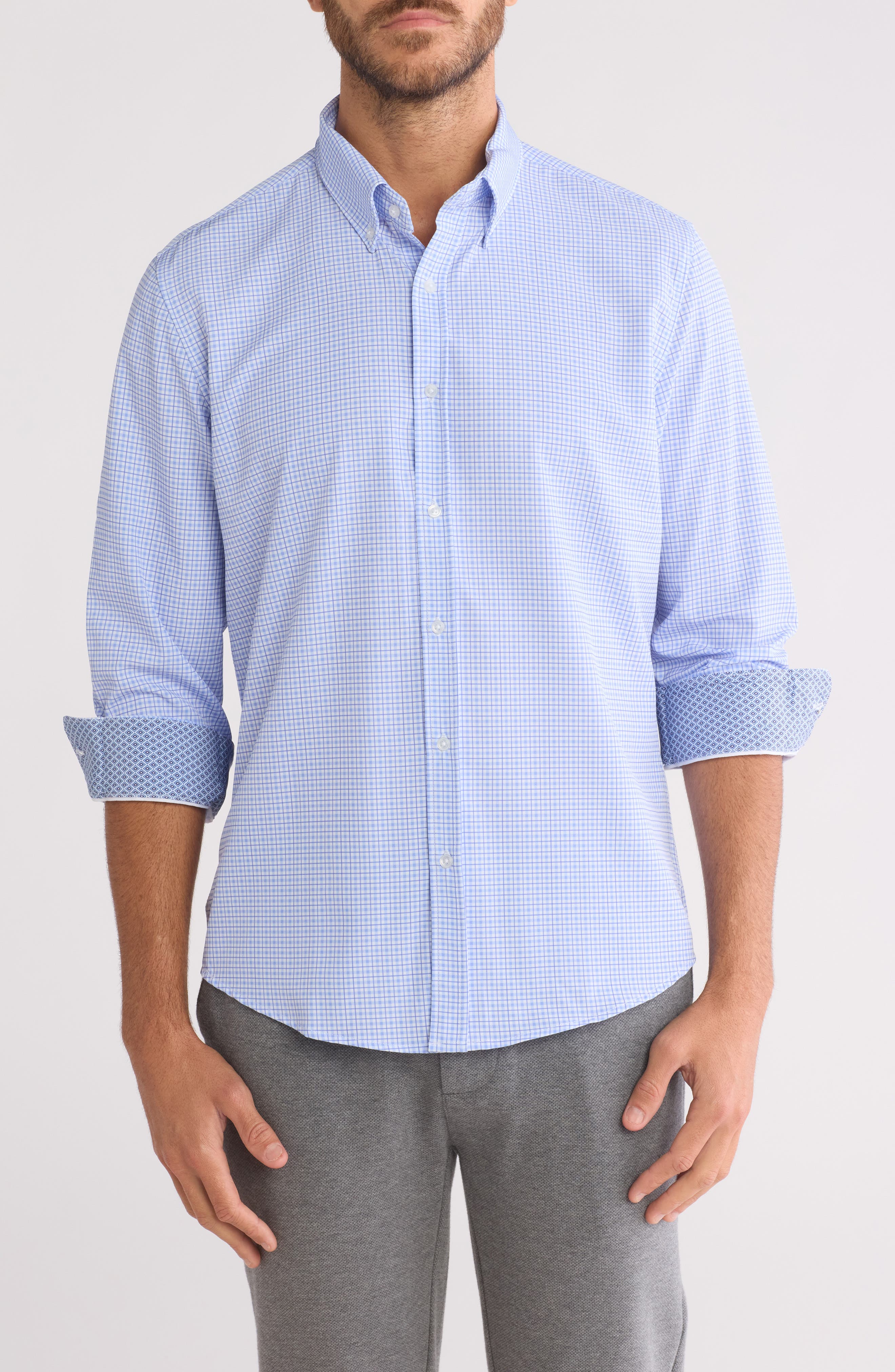 DENIM AND FLOWER Gingham Tech Button-Down Shirt | Nordstromrack