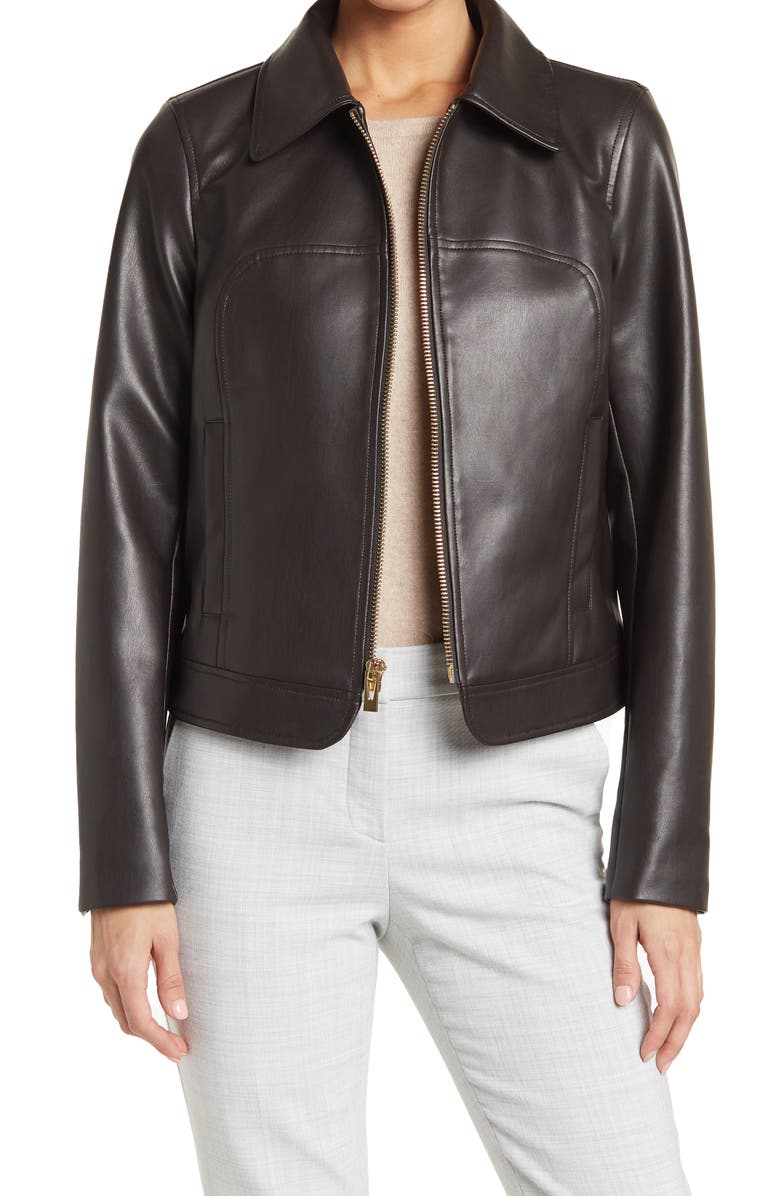Via Spiga Zip Front Faux Leather Jacket | Nordstromrack
