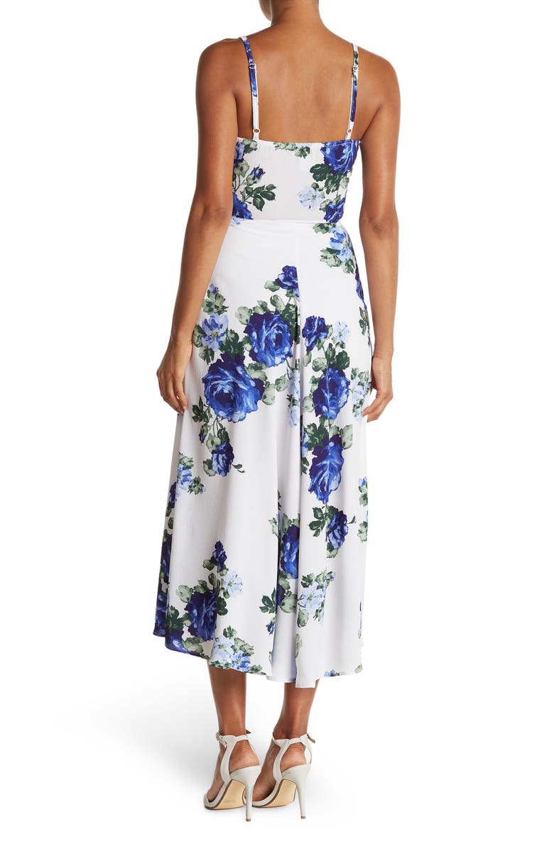 STILLETTOS V-Neck Sleeveless Floral Print High/Low Wrap Dress ...