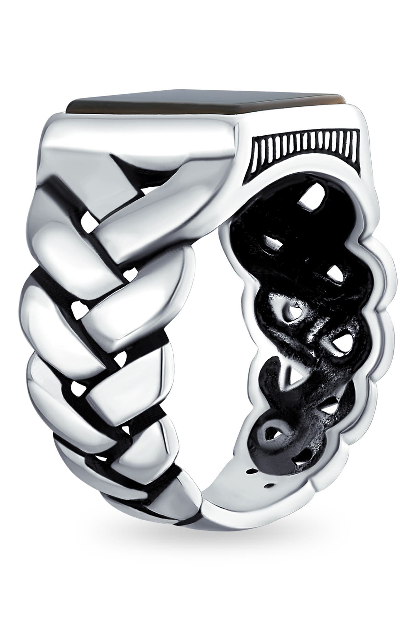 BLING JEWELRY Sterling Silver & Tiger Eye Wheat Link Ring | Nordstromrack