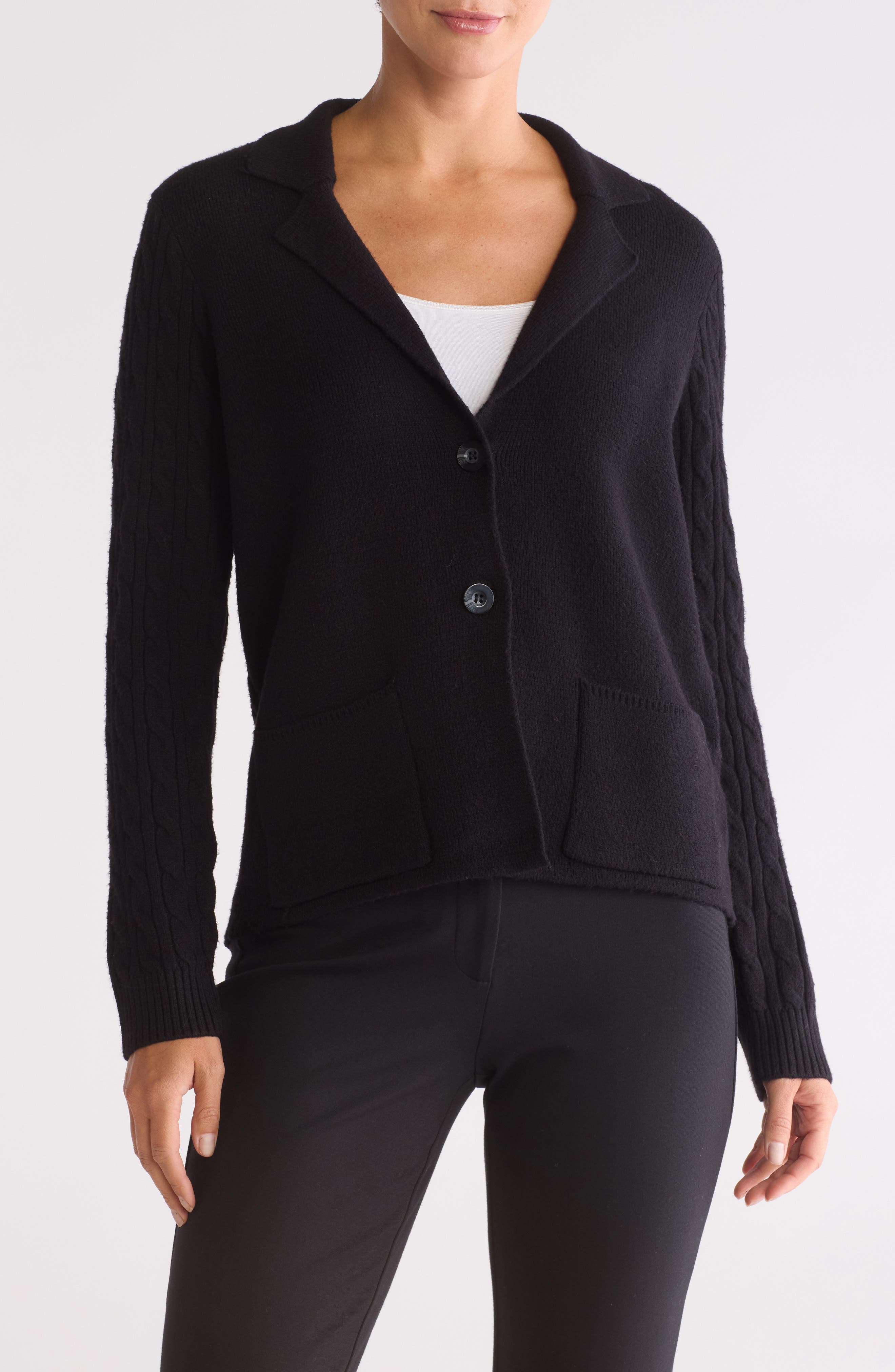 CYRUS Cable Knit Jersey Sweater Blazer | Nordstromrack