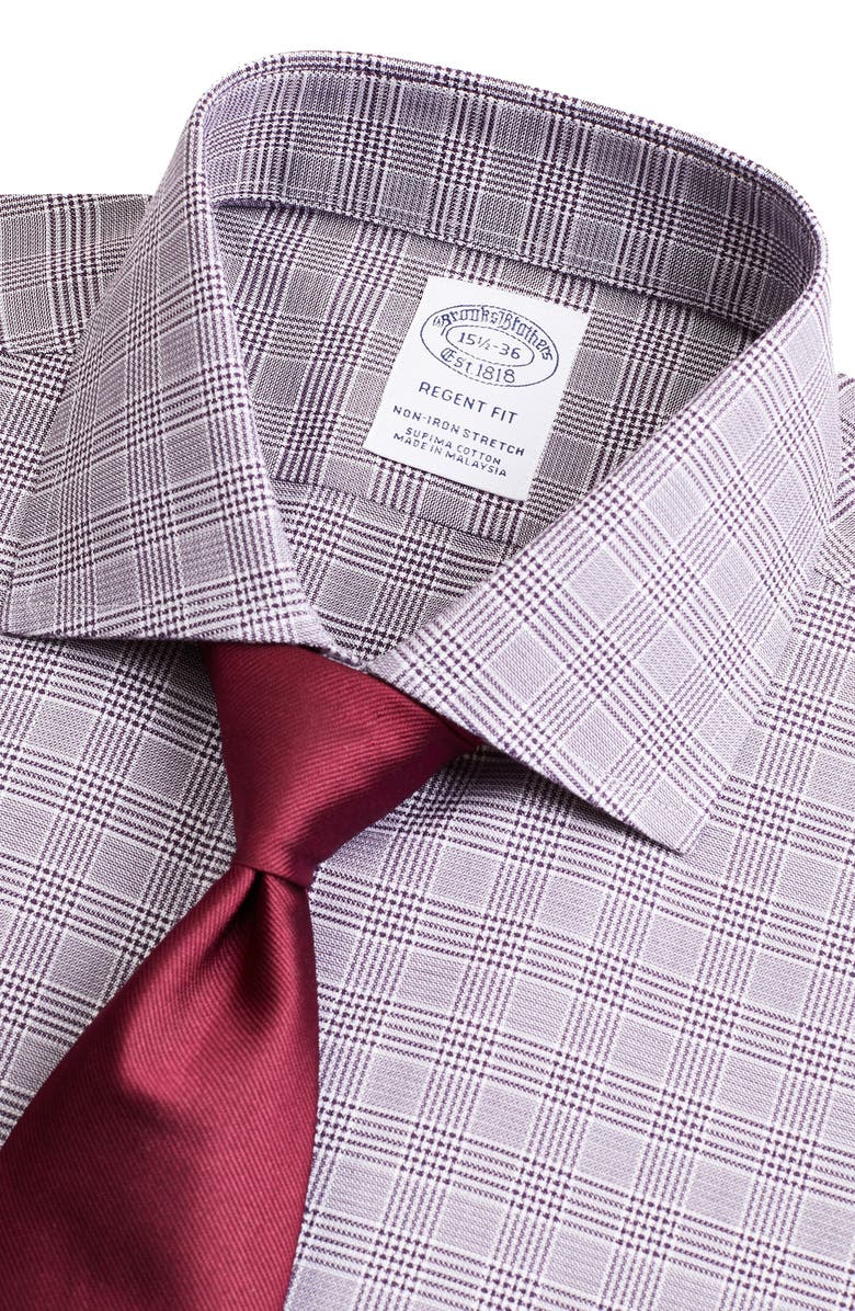 Brooks Brothers Houndstooth Plaid Non-Iron Regent Fit Stretch Cotton ...
