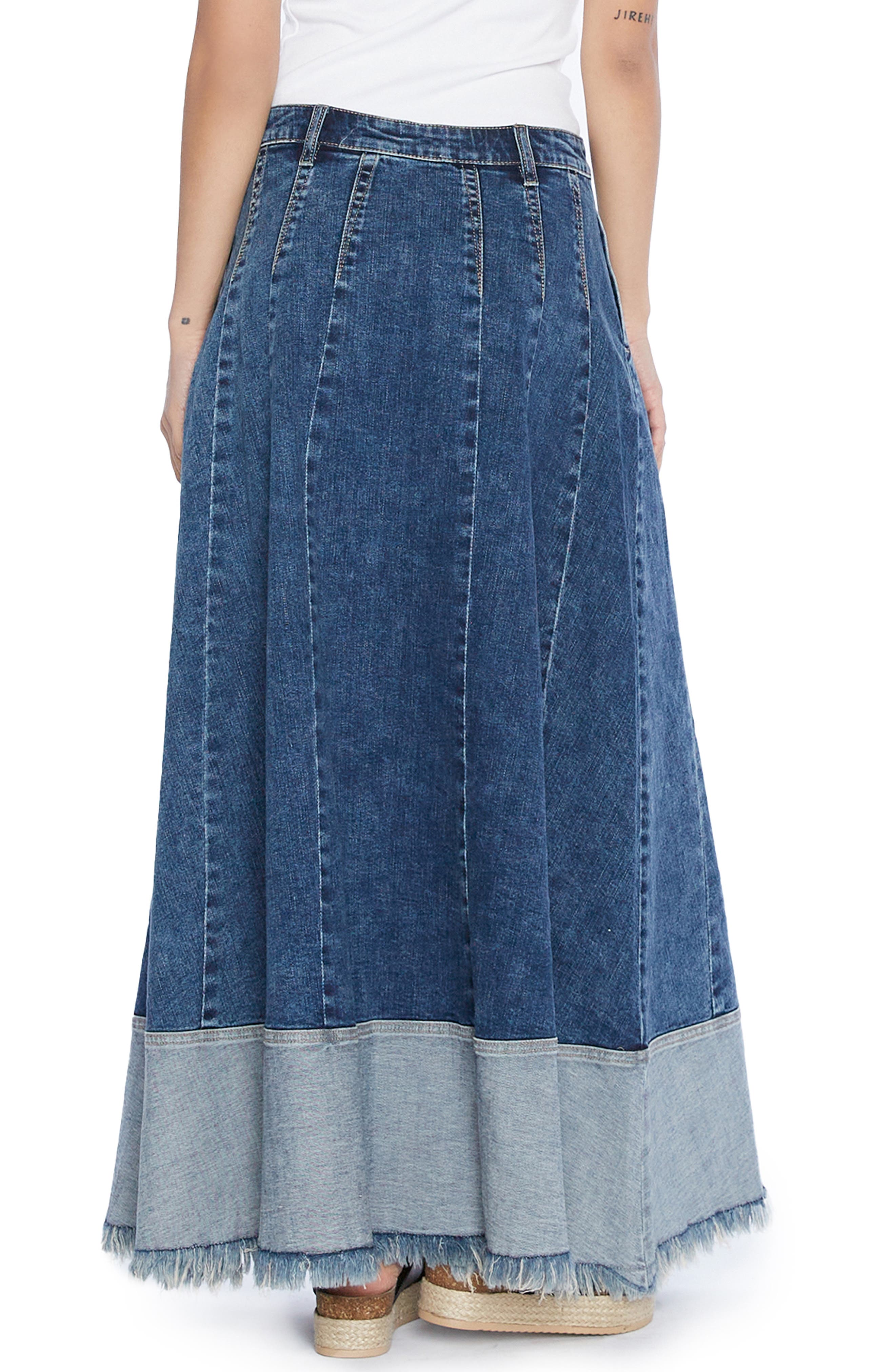 Wash Lab Denim Let's Go Colorblock Denim Maxi Skirt | Nordstrom