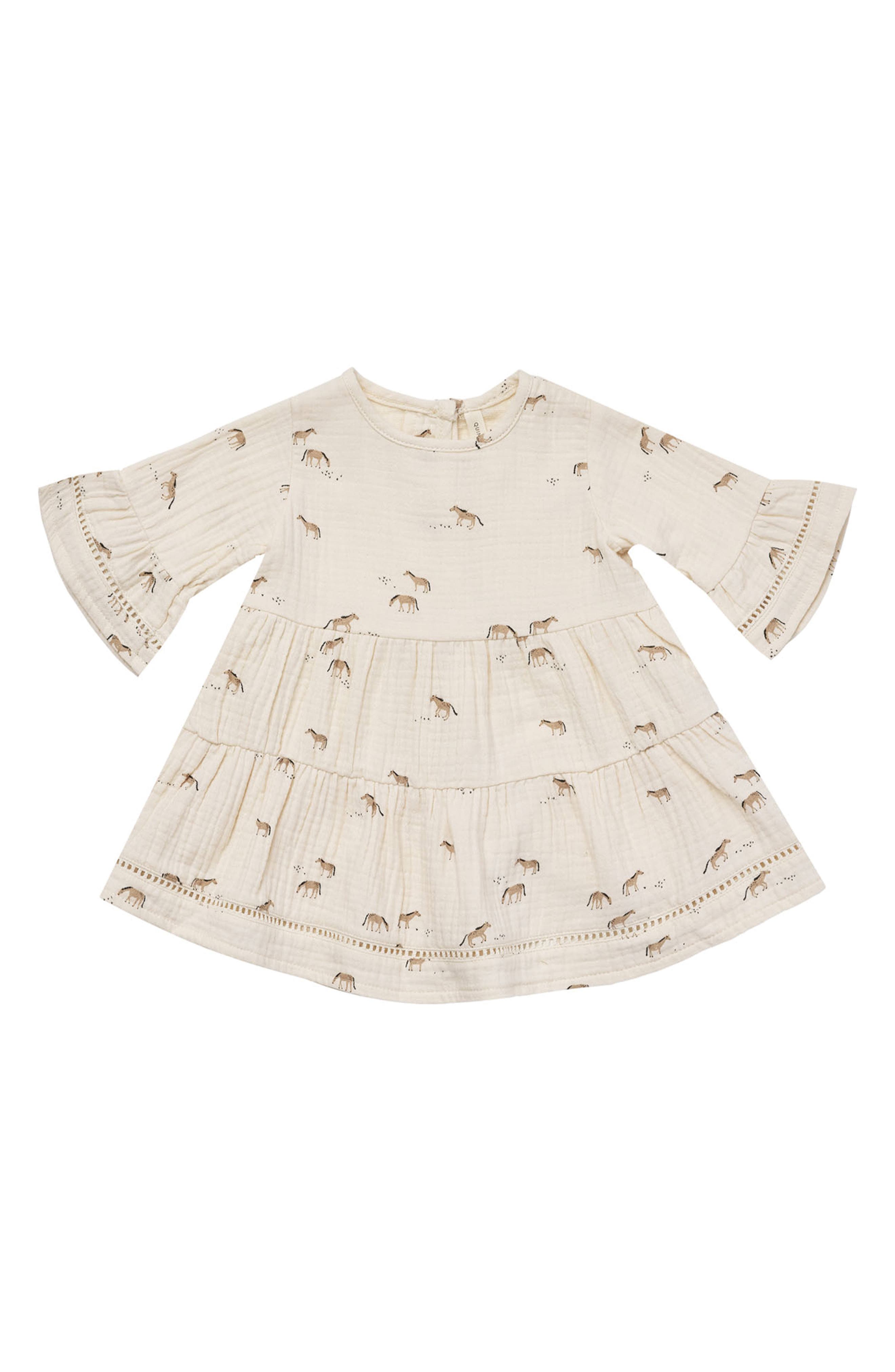 QUINCY MAE Belle Horses Organic Cotton Dress & Bloomers Set | Nordstromrack
