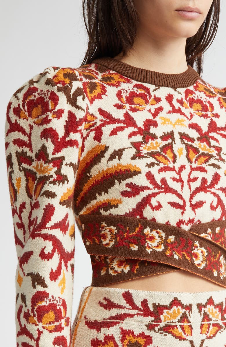 FARM Rio Toucans Puff Sleeve Crop Sweater | Nordstromrack