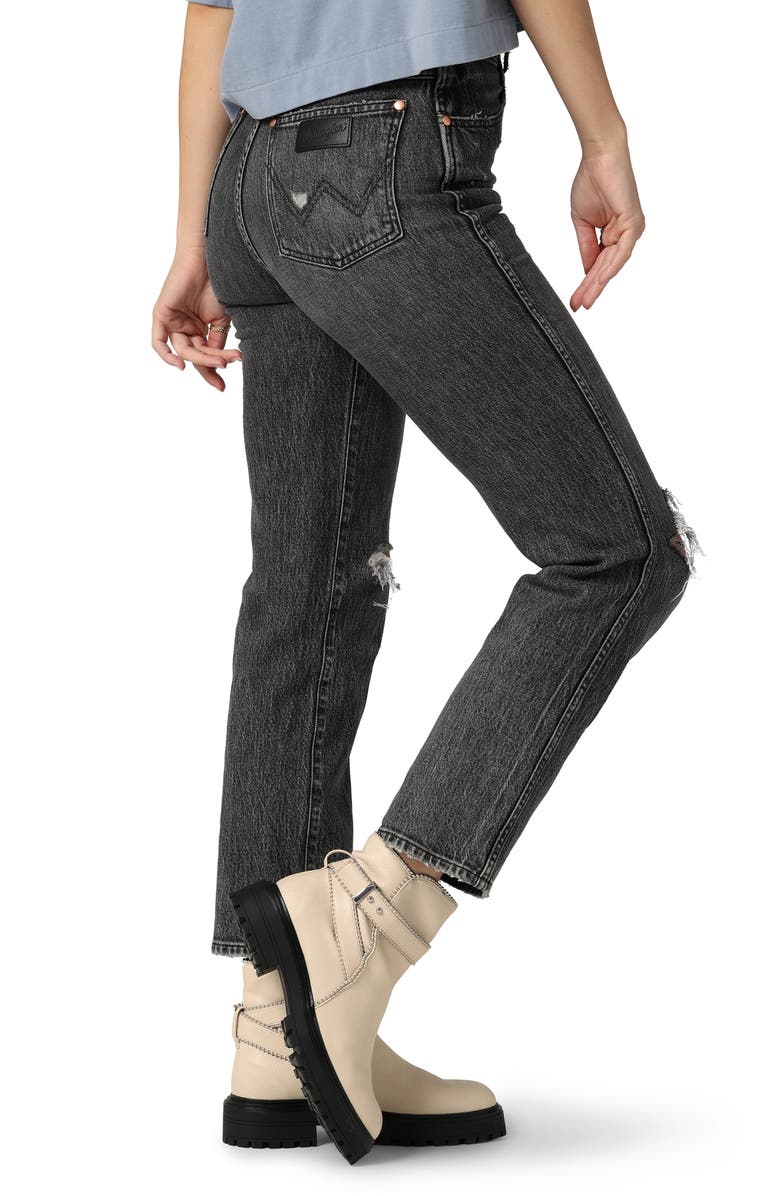 Wrangler Wild West 603 Ripped High Waist Ankle Straight Leg Jeans ...