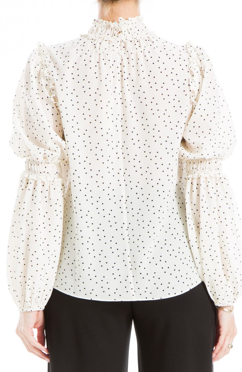MAX STUDIO Ruffle Mock Neck Long Sleeve Blouse | Nordstromrack