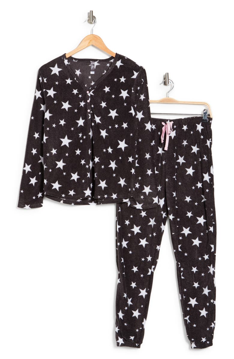 PJ COUTURE Wintery Star Print Long Sleeve Henley, Joggers & Socks ...
