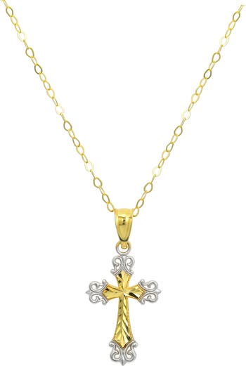 CANDELA JEWELRY Two-Tone Filigree Cross Pendant Necklace | Nordstromrack