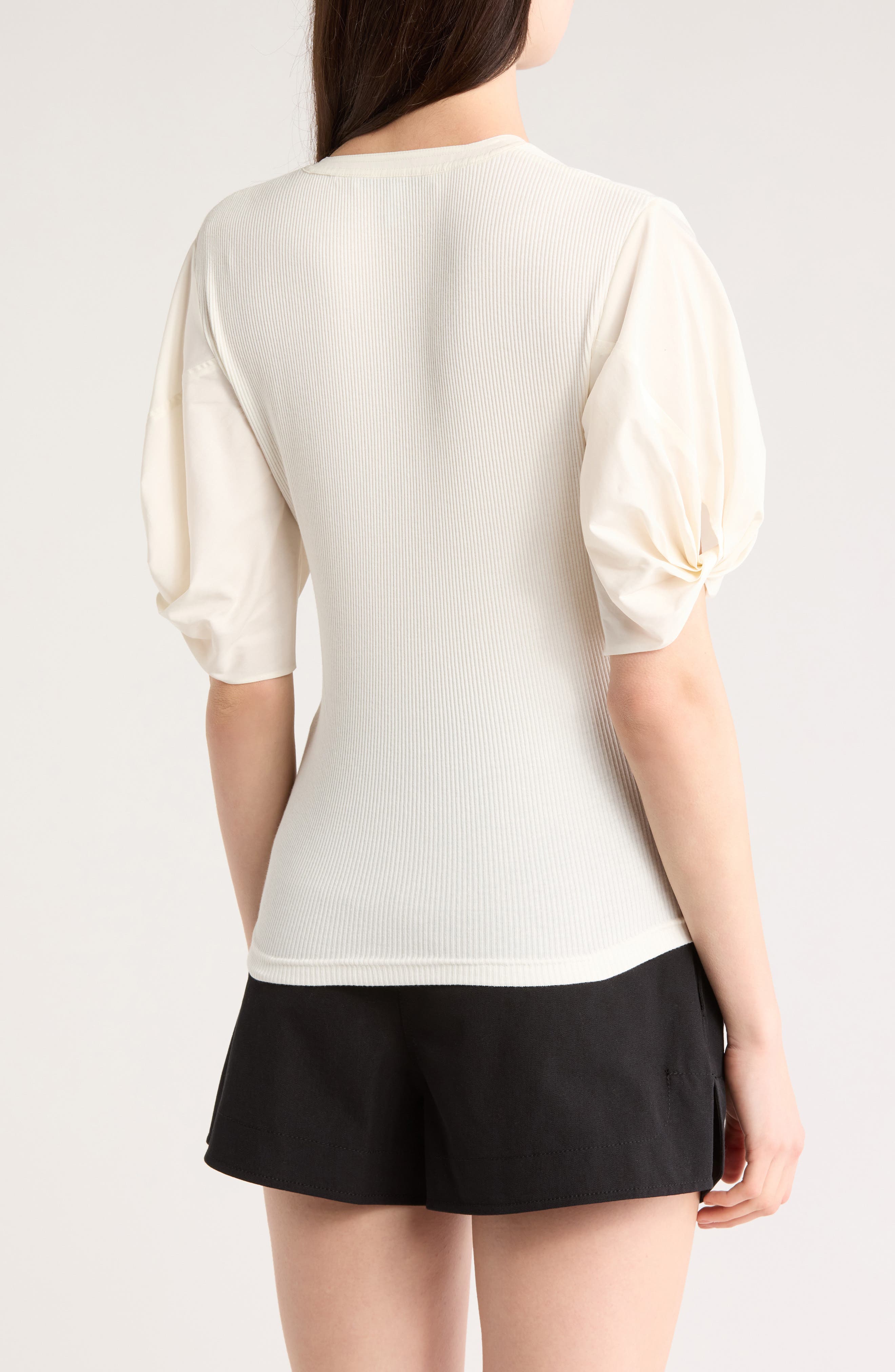 Derek Lam 10 Crosby Fallon Puff Sleeve Mixed Media T-Shirt | Nordstromrack