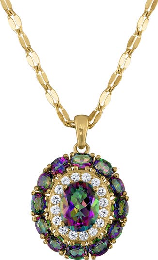 FZN 14K Gold Plate Sterling Silver Mystic Topaz Pendant Necklace ...