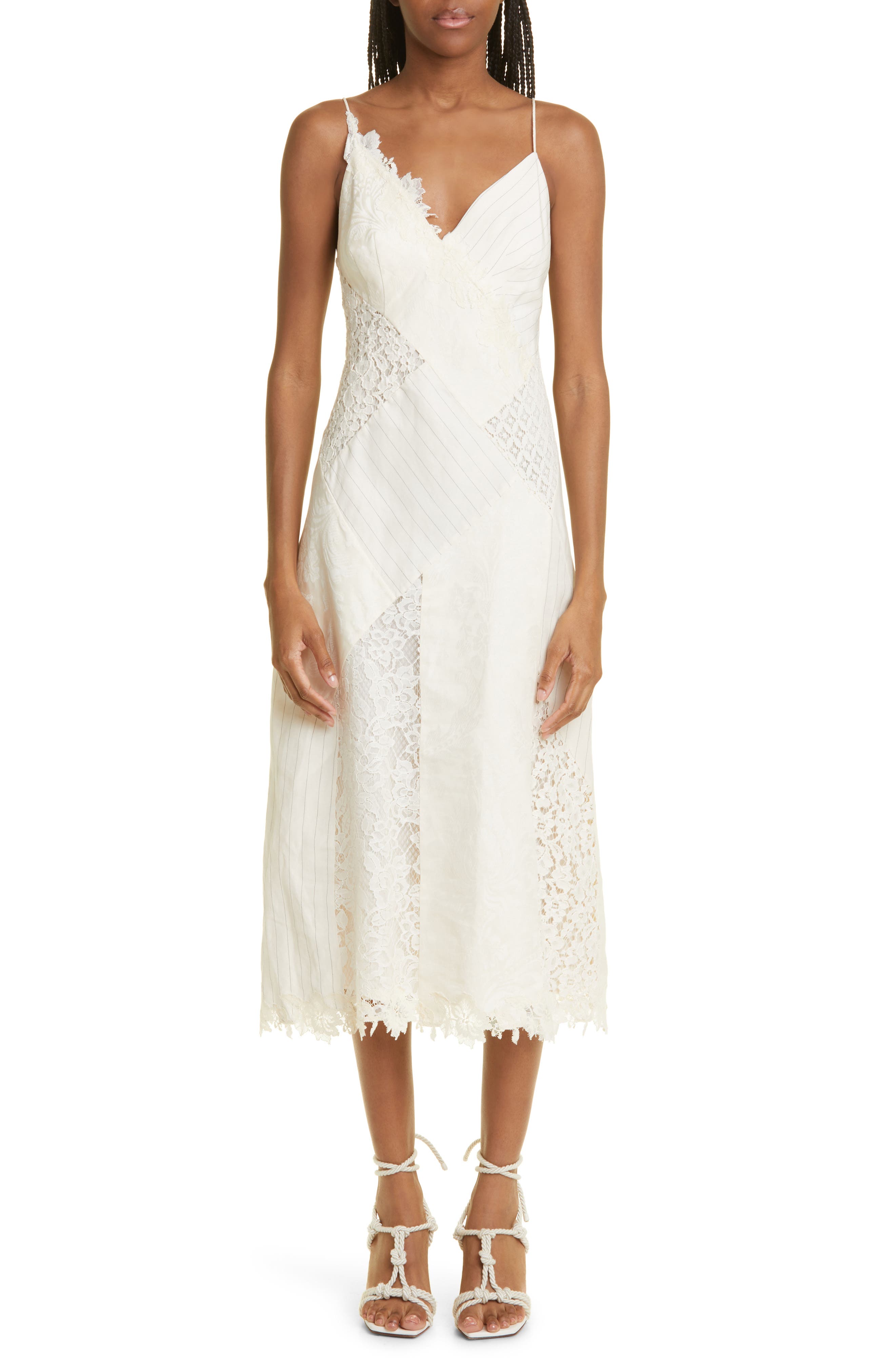 Zimmermann Lace Patchwork Linen & Silk Slipdress | Nordstromrack