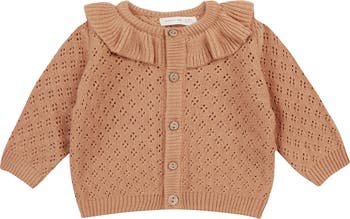 QUINCY MAE Ruffle Collar Open Knit Cardigan | Nordstromrack
