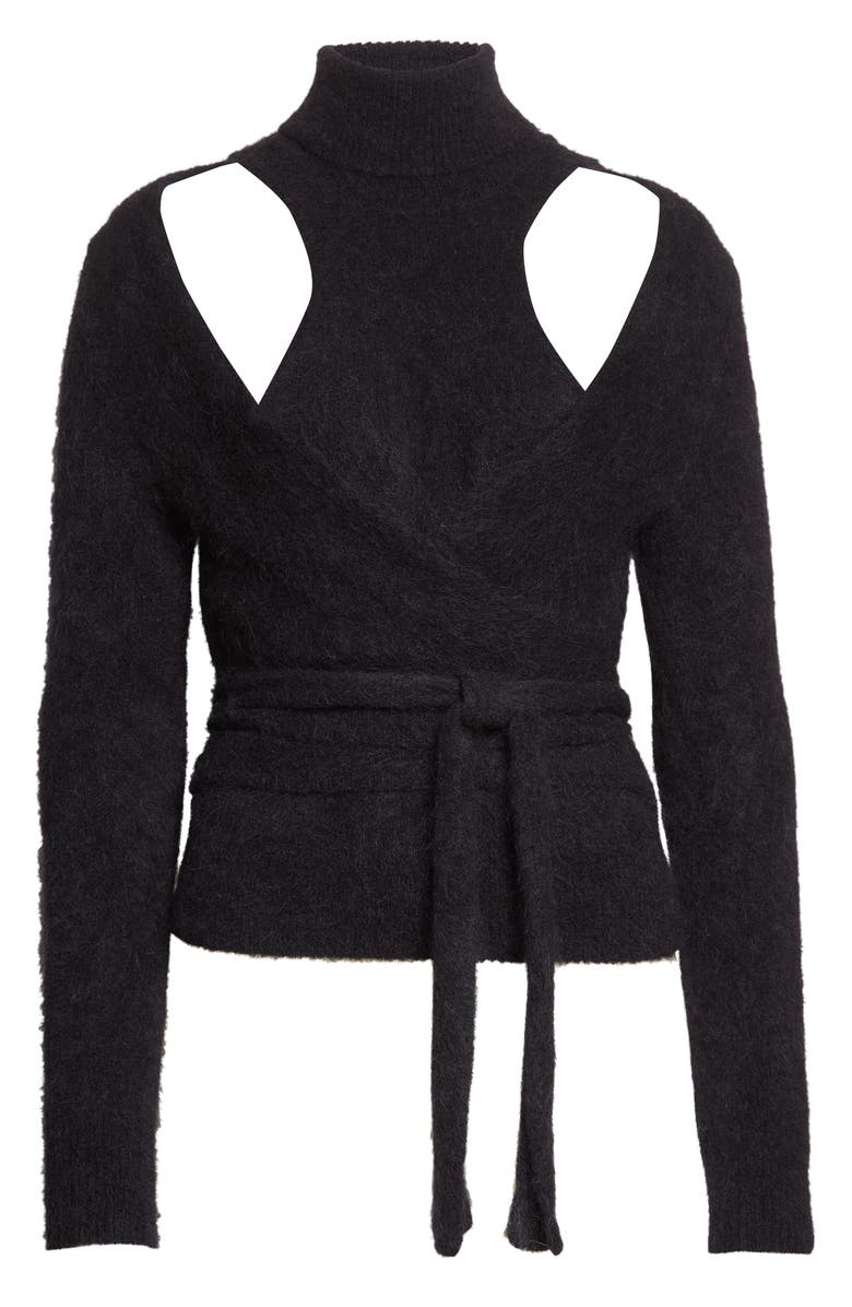 Ganni Cold Shoulder Brushed Alpaca Blend Wrap Sweater | Nordstromrack