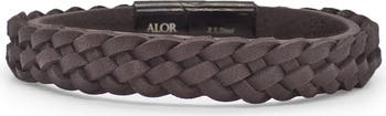 ALOR® Alor Stainless Steel Bar Multi Strand Leather Bracelet ...