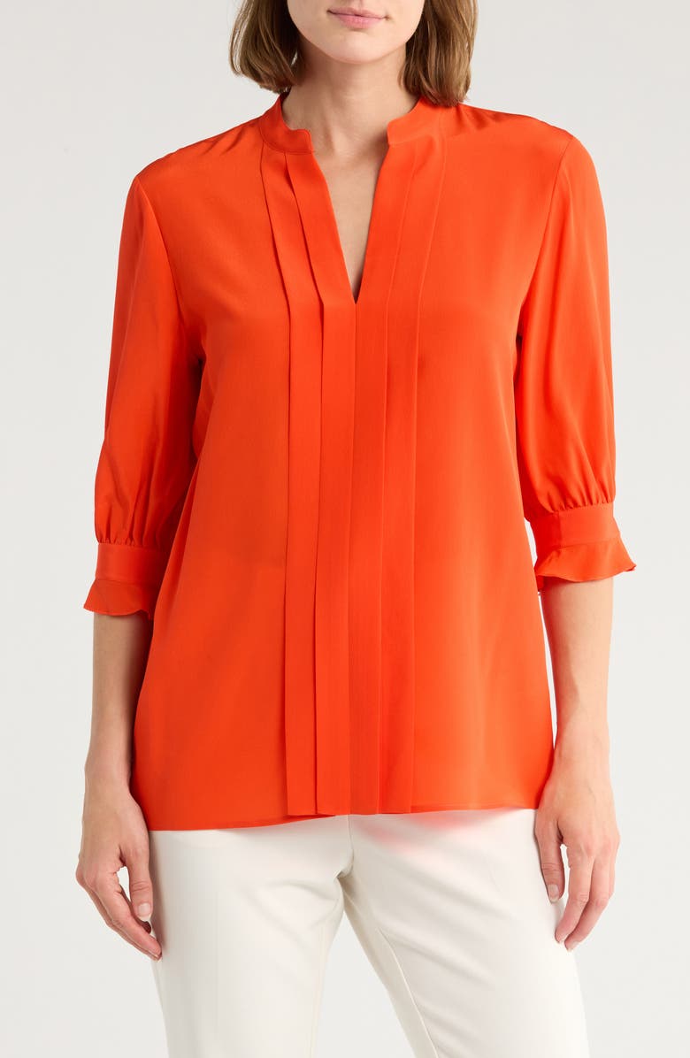BOSS Birula Pleat Silk Top | Nordstromrack