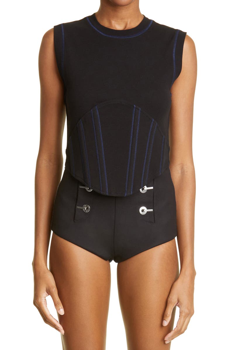 Dion Lee Gender Inclusive Crop Corset Detail Cotton Tank | Nordstromrack