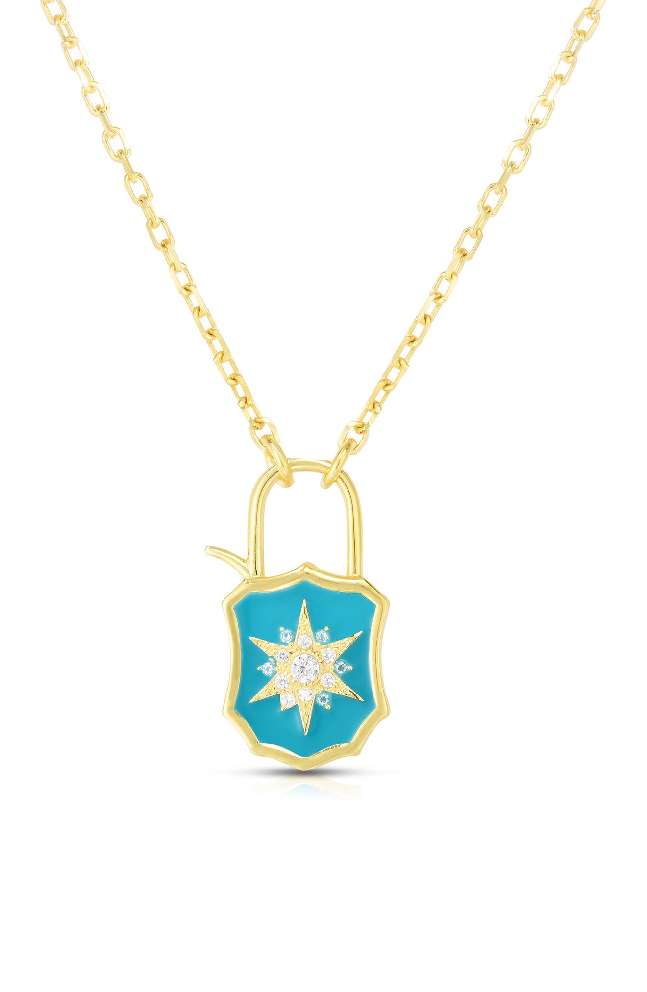 SPHERA MILANO Gold Vermeil CZ Star Lock Pendant Necklace | Nordstromrack